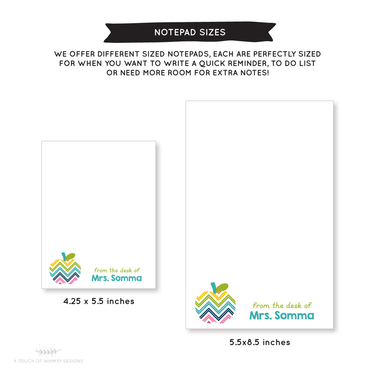 Colorful Apple Notepad – A Touch of Whimsy Designs