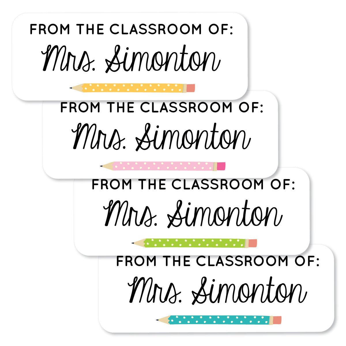 Teacher Pencil School Label – A Touch of Whimsy Designs