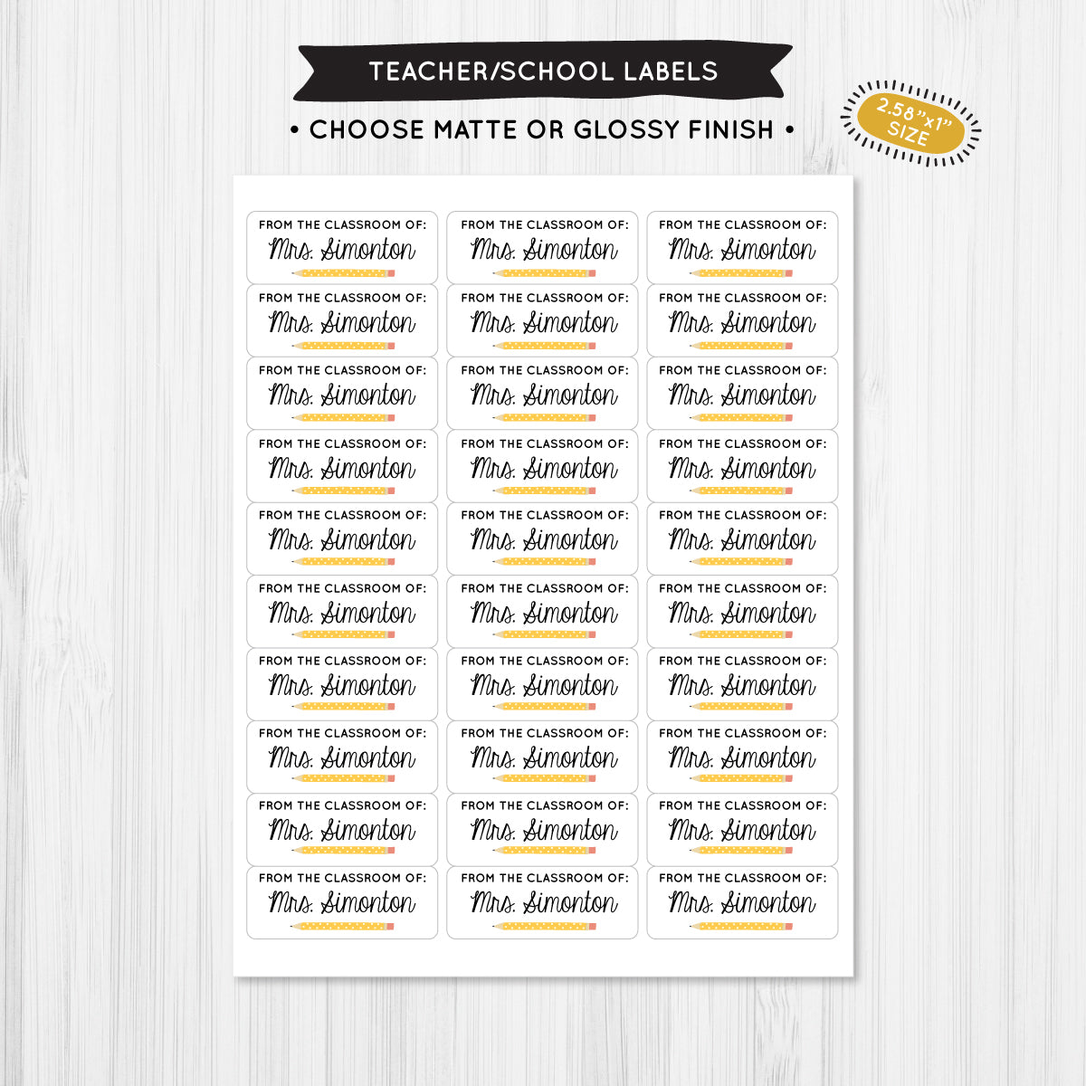 Teacher Pencil School Label – A Touch of Whimsy Designs